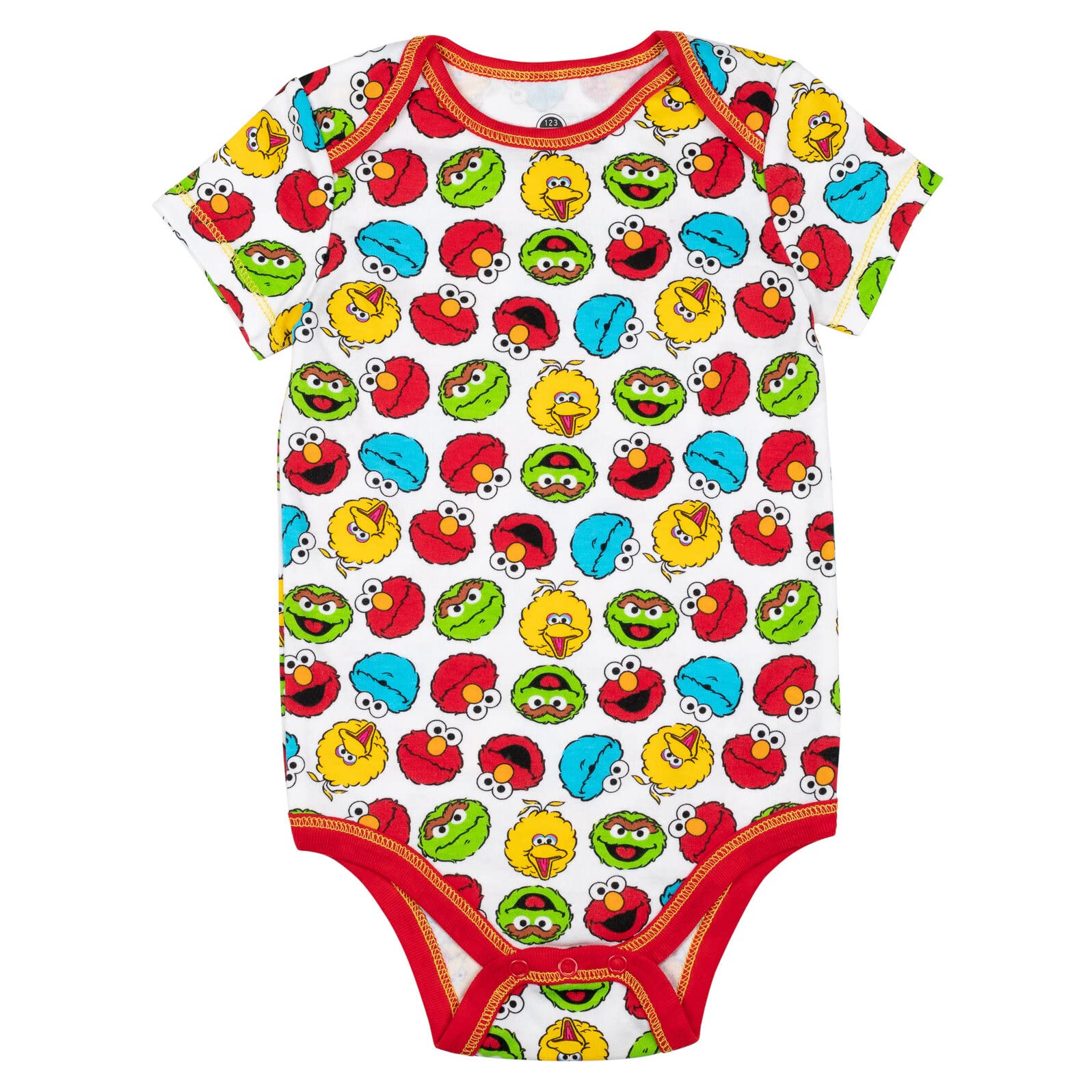 Sesame Street Elmo Cookie Monster Oscar the Grouch Big Bird Infant Baby Boys 5 Pack Bodysuits White 24 Months