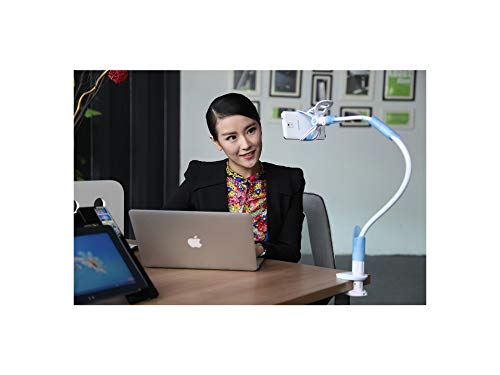 PowerTRC Cell Phone Clip Holder, Gooseneck Clamp Universal Lazy Mount Flexible Long Arm Bracket for 3.5-6.3" Phones Mobile Stand for Bed, Office, Kitchen with Maneuverable Arm
