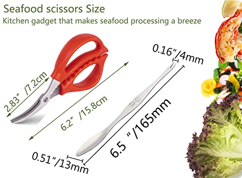 Multi-Function Kitchen Shears Seafood Scissors for Kitchen Seafood,Fish,Crab,Shrimp,Lobster,Vegetable picking,flower art etc