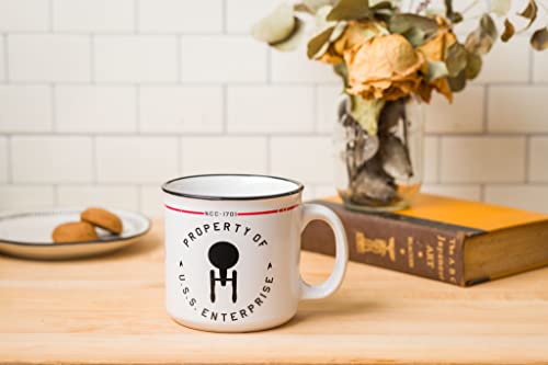 Silver Buffalo Star Trek NCC-1701 Property of The USS Enterprise Ceramic Camper Style Coffee Mug, 20 Ounces