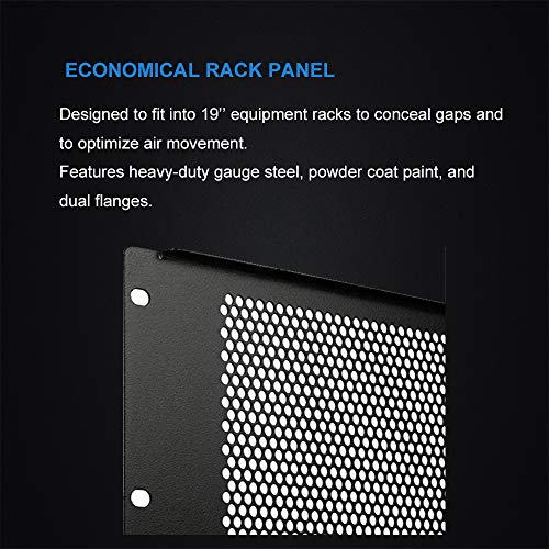 KENUCO Blank Rack Mount Panel Spacer with Venting for 19-Inch Server Network Rack Enclosure Or Cabinet Black (Plate-3U)