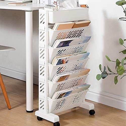 Mumusuki Storage Trolley, Slide Out Rolling Utility Cart Storage Shelf Rack on Wheels Movable Bookshelf Shelving Organizer for Office Kitchen Bedroom Bathroom Laundry Room (6 Layer)