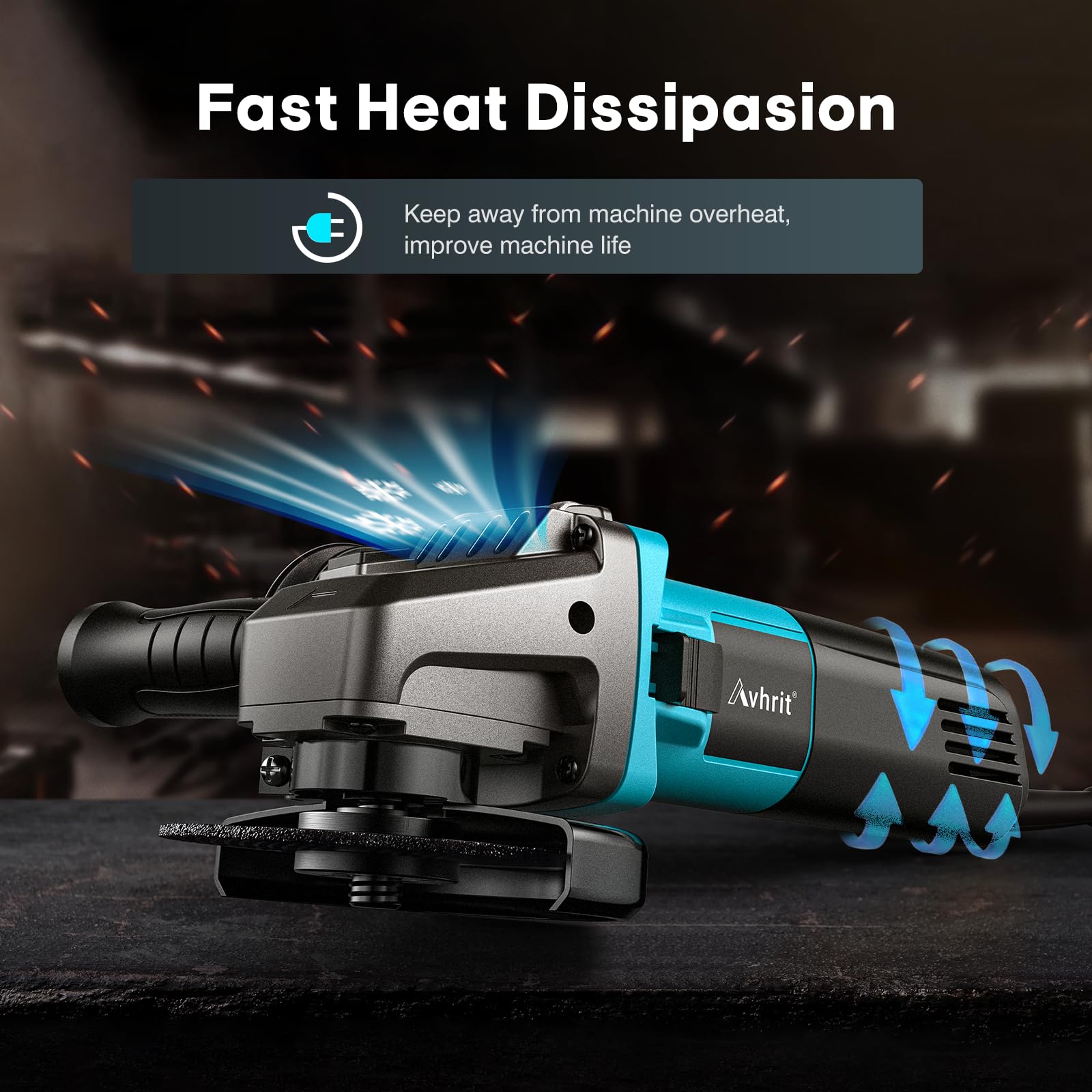 Avhrit Angle Grinder,10 Amp 4-1/2 inch Corded Angle Grinder Tools,11000 RPM Metal Grinder with 5 Cutting/3 Grinding/2 Flap Discs,Small Angle Grinder Tool for Cutting, Grinding, Polishing