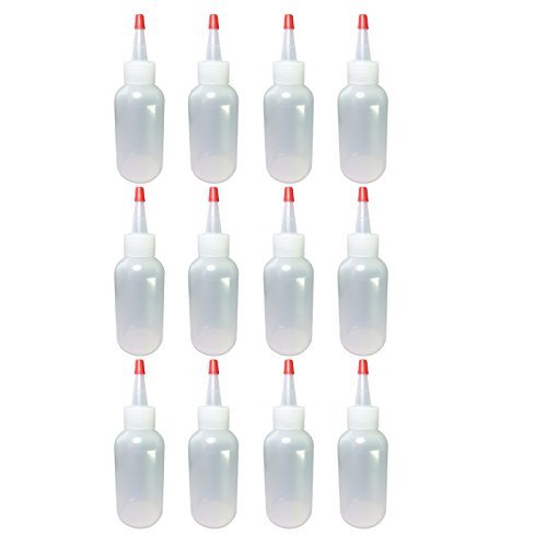 Boston Round Plastic Bottle w. Yorker Spout Cap 120mL 4oz LDPE PE - 12 Pack