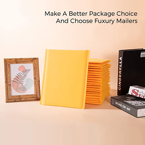 Fuxury Kraft Bubble Mailers 8.5x12 Inch 25 Pack, Strong Adhesion Padded Envelopes #2,Self Seal Bubble Envelopes, Padded Mailers,Book Mailers Packaging for Small Business,Yellow