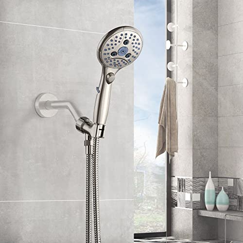 SunCleanse Shower Head, 7 Settings Hand held Shower with ON/OFF Pause Switch, Brushed Nickel High Pressure Shower Head with 71 inch Hose