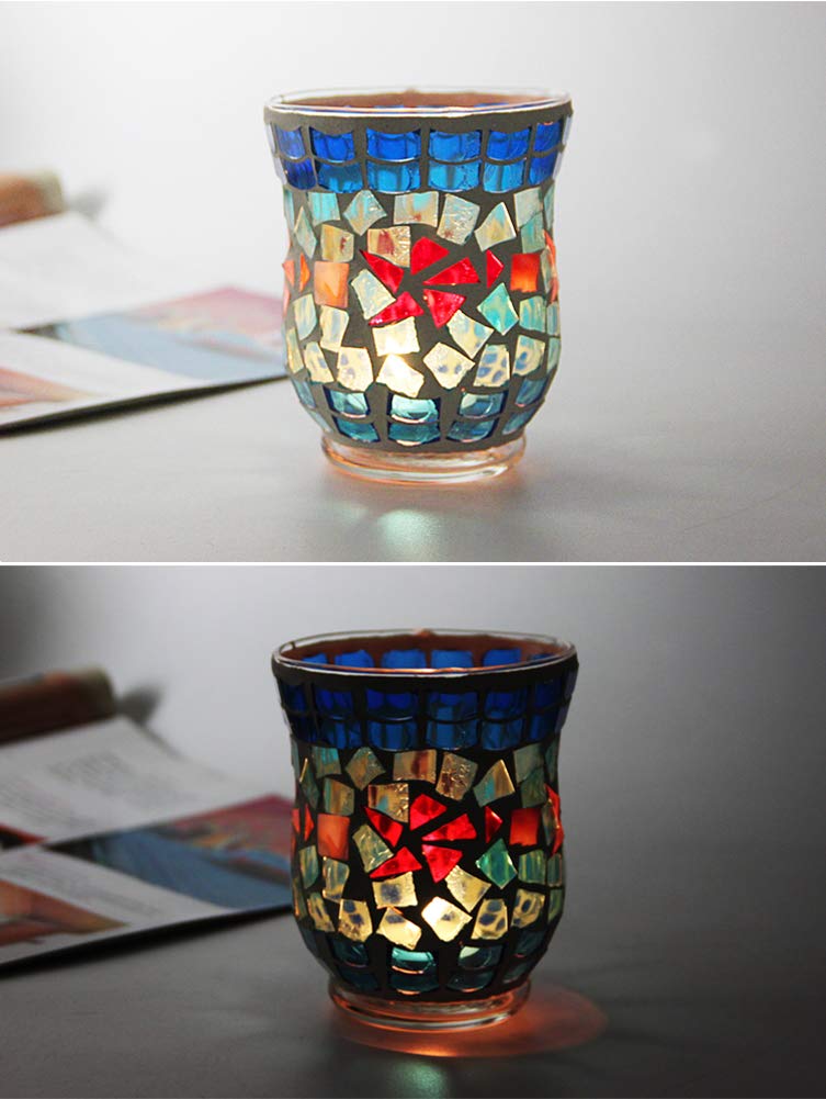 Blue Small Fish Mosaic Glass Tea Light Candle Holder Romantic Handmade Gifts Votive Candleholder Christmas Candlestick Holders Table Centerpieces Home Decor Wedding Party Table Decorations