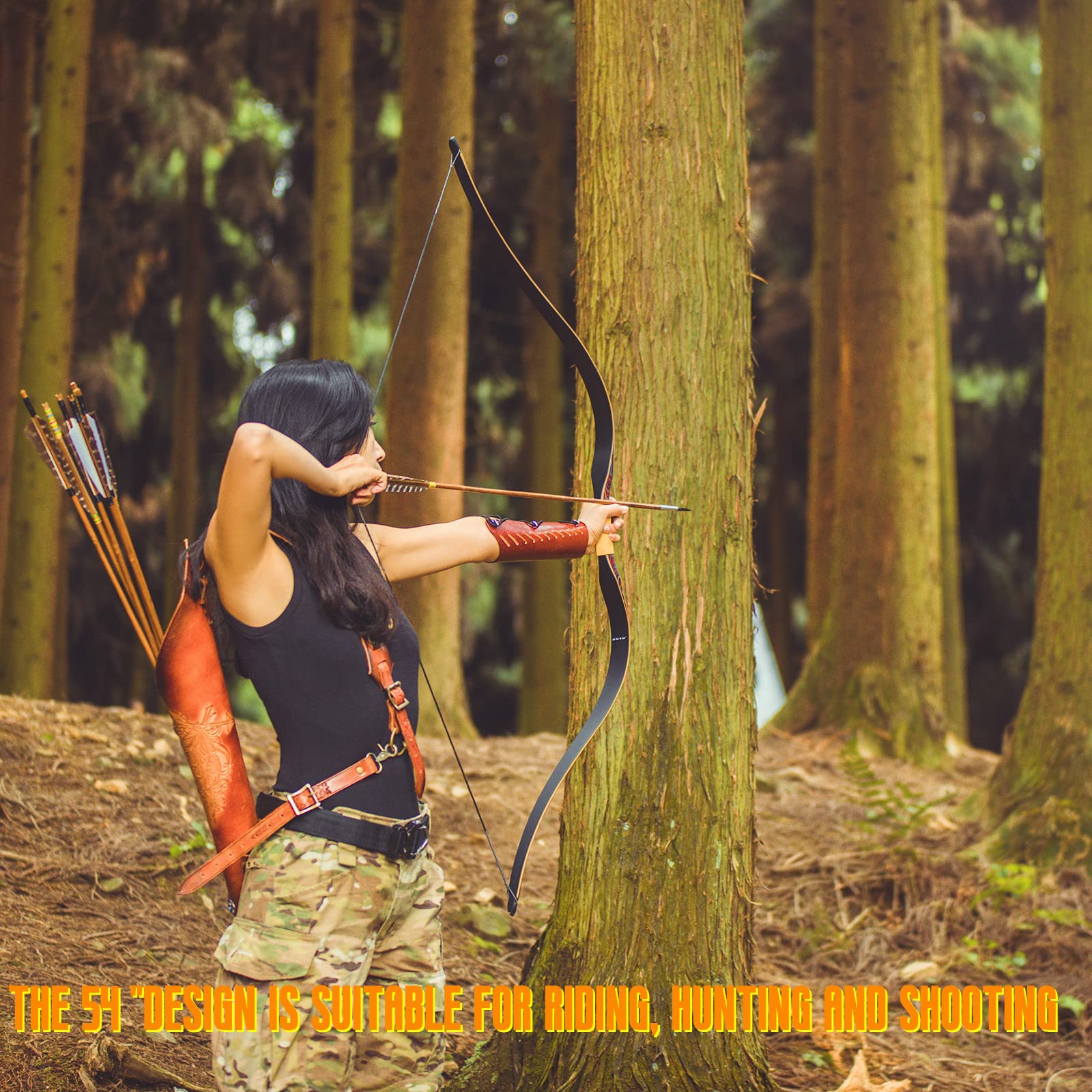 54" Lightweight Laminated Recurve Bow,Hunting Bow, Archery Bow and Arrows set 15-50lbs (40 lbs)