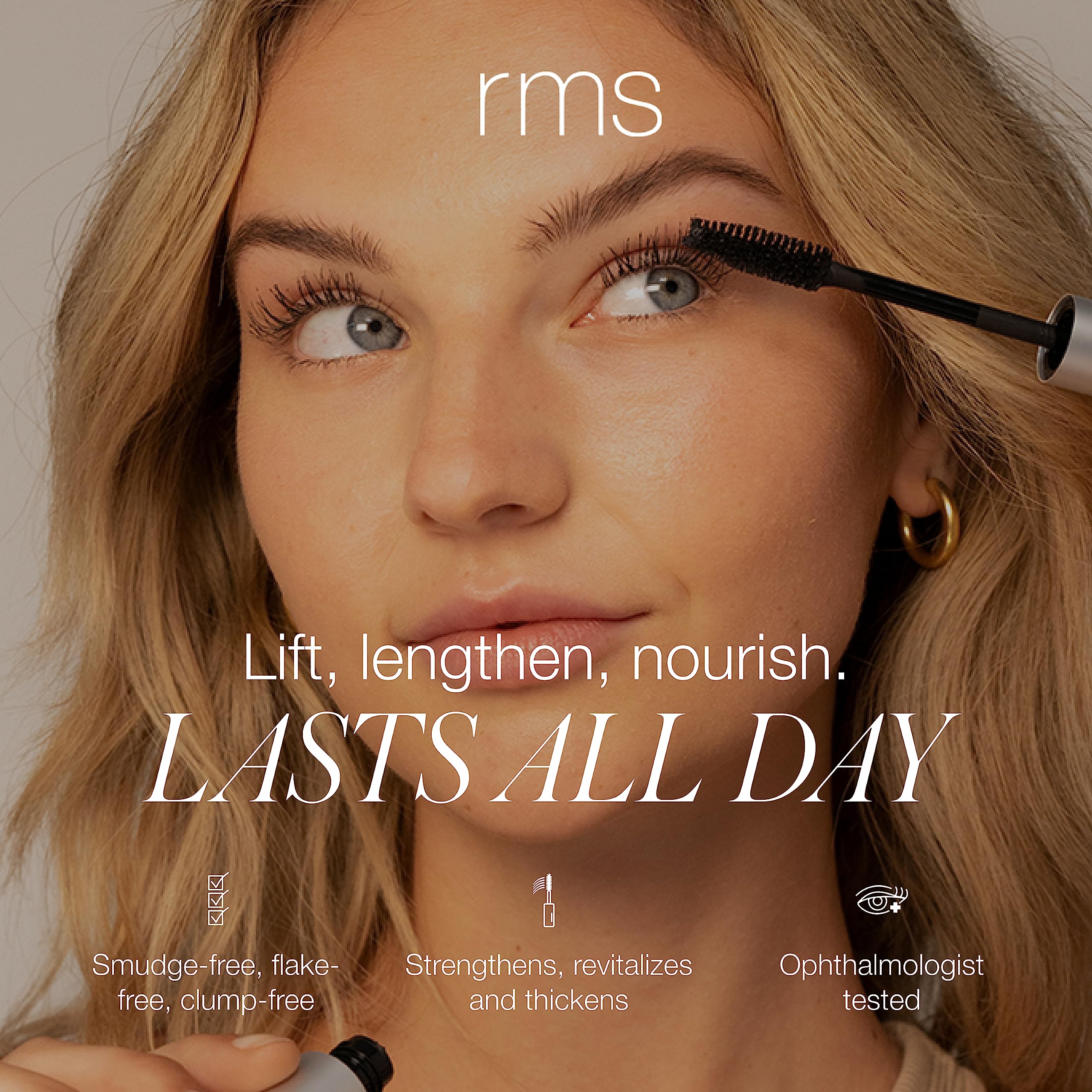 RMS Beauty Straight Up Volumizing Peptide Mascara - Black Mascara, Mascara Black Volume and Length, Eye Makeup Voluminous Mascara Make Up, Volumizing & Lengthening Mascara, Top & Bottom Lash Mascara