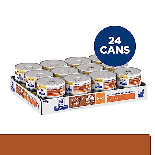 Hill's Prescription Diet k/d Kidney Care with Chicken Wet Cat Food, Veterinary Diet, 5.5 oz. Cans, 24-Pack