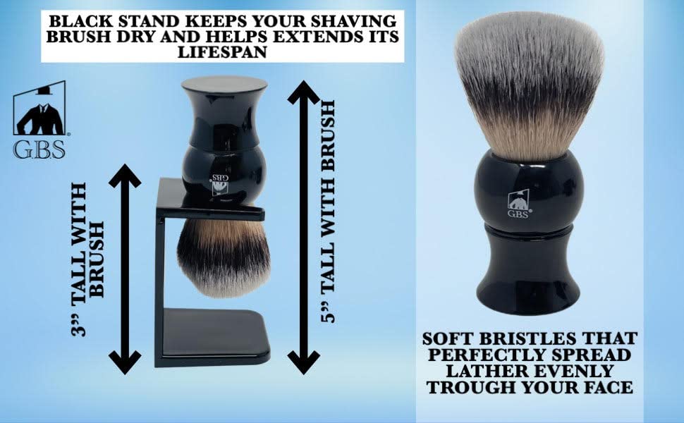 G.B.S Shaving Brush with All Natural Shave Soap, Shave Brush Stand and Ceramic Shaving Mug Kit