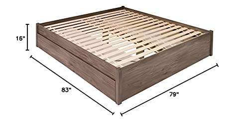 Prepac Select King 4 Post Platform Storage Bed With 4 Drawers, 83" L x 79" W x 16" H, Drifted Gray
