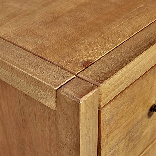 MUSEHOMEINC Rustic Wood with 3-Drawer Dresser,Storage Night Stand,Round Metal knobs,Oak Finish