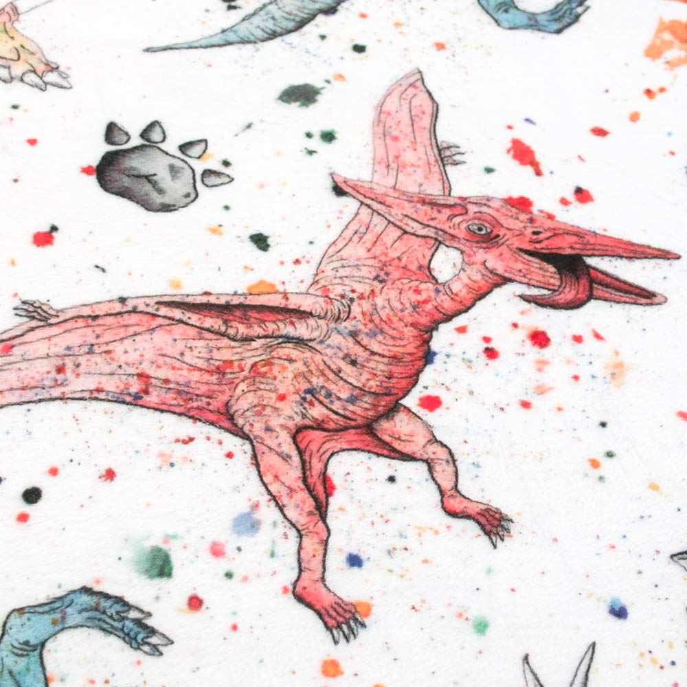 Jaxson's World Watercolor Dinosaur Theme Minky Blanket | Unique Baby Gift