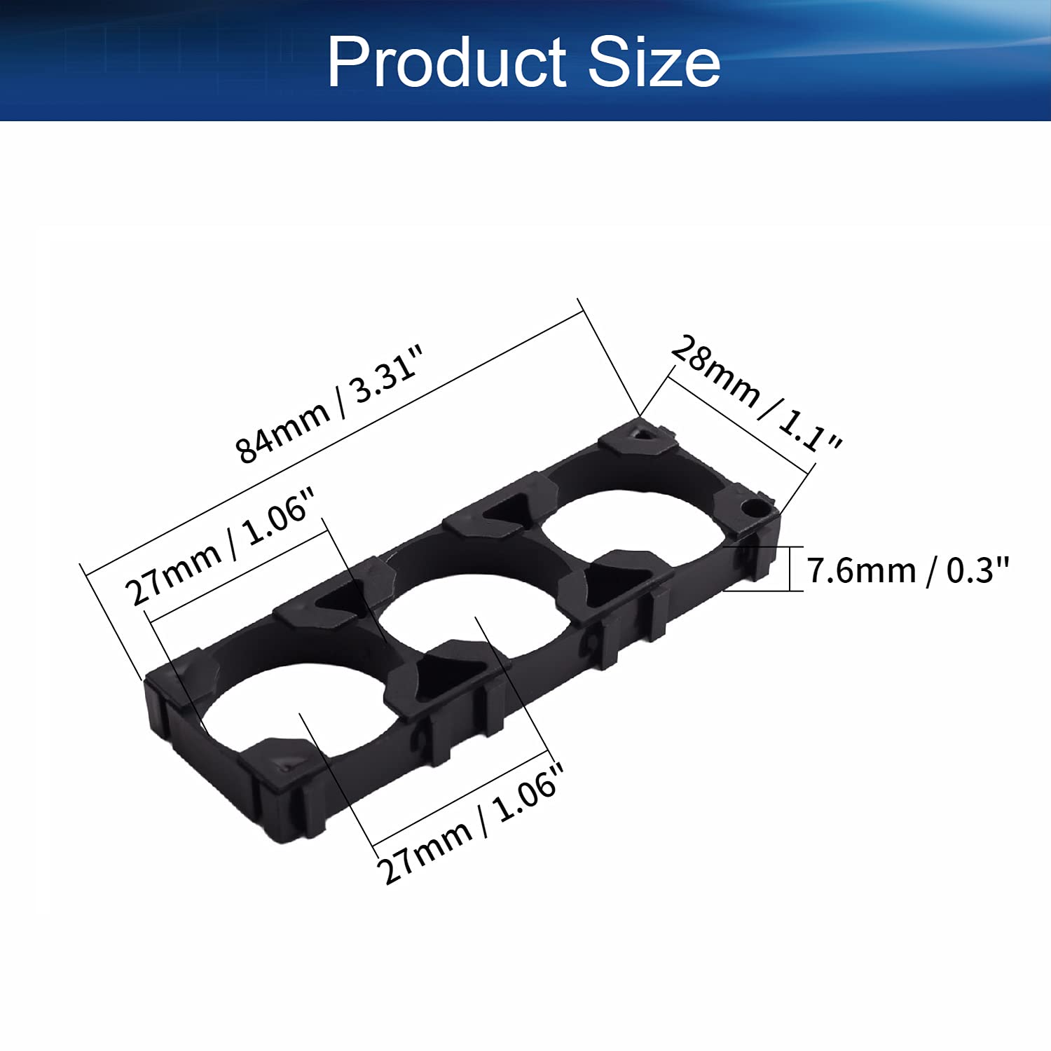 Auniwaig 50PCS Cell Spacer 26650 Battery Plastic Holder Bracket,Triple Battery Holder Bracket Battery Pack Bracket for DIY Fixed Battery