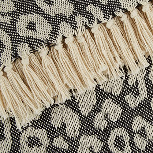 DII Bold Eclectic Leopard Woven Throw, 50x60, Black with White Spots