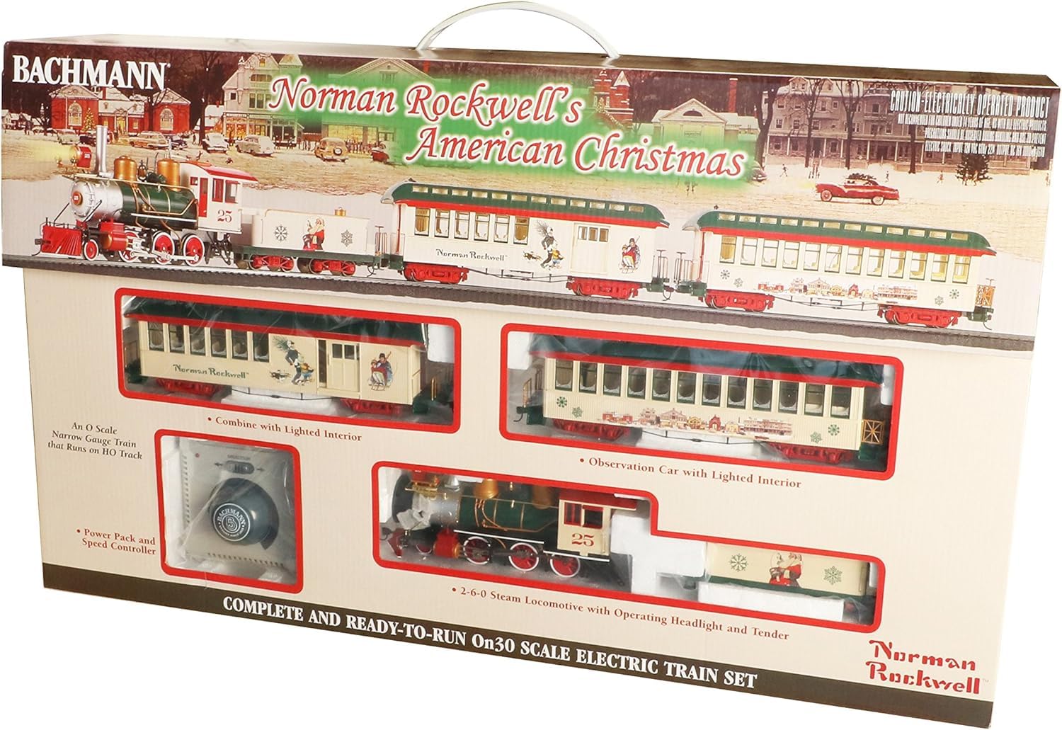 Bachmann Trains - Norman Rockwell's American Christmas Ready To Run Electric Train Set - On30 Scale - Runs on HO Track