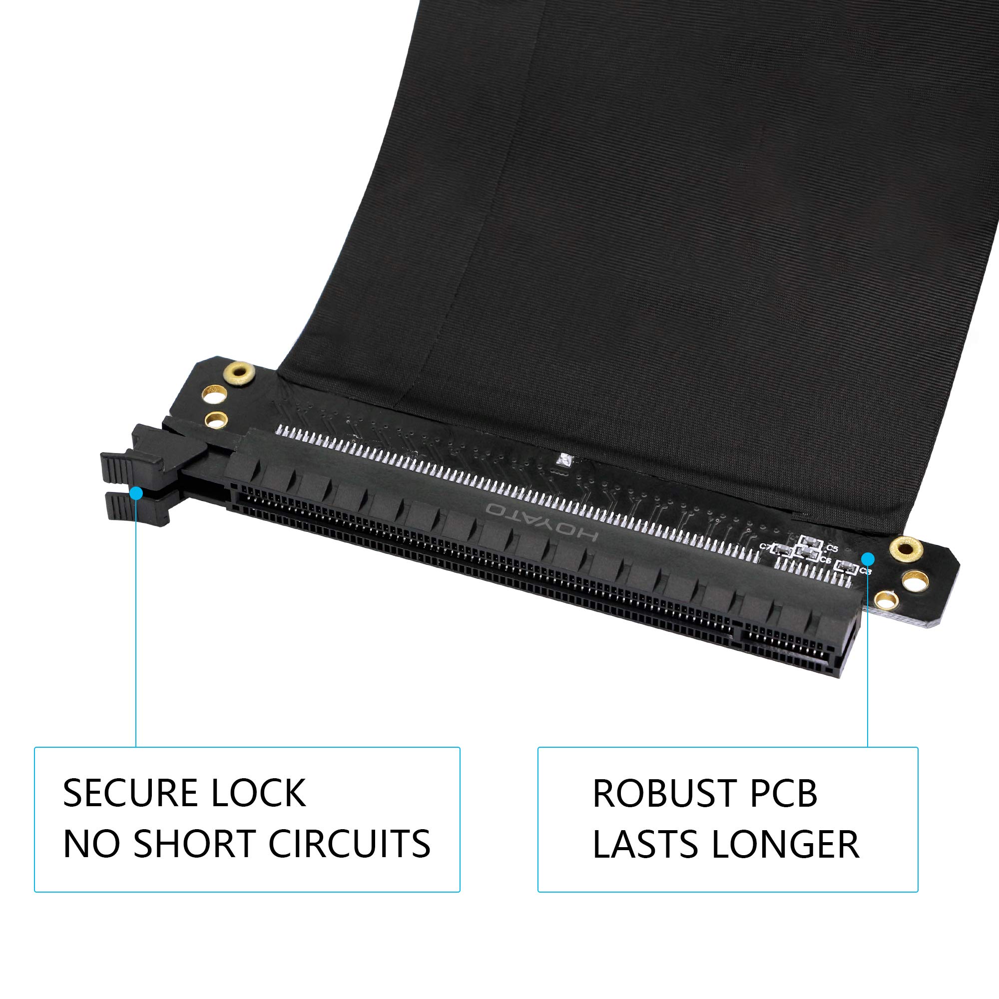 SinLoon PCI-E Express X16 Riser Extend Card PCIE 3.0 Cable Card Extension Port Adapter High Speed Riser Card Compatible with GTX RTX Series, Radeon Series Graphics Card (Balck 100mm)