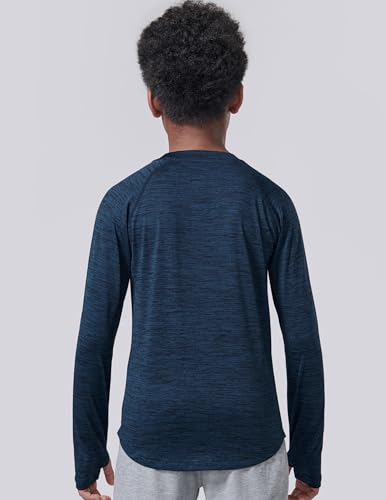 3 Pack: Youth Boys Long Sleeve Shirts Dry Fit Athletic Clothes for Teens, Kids Active Performance Tshirts with Thumb Holes (Set 1, Large)