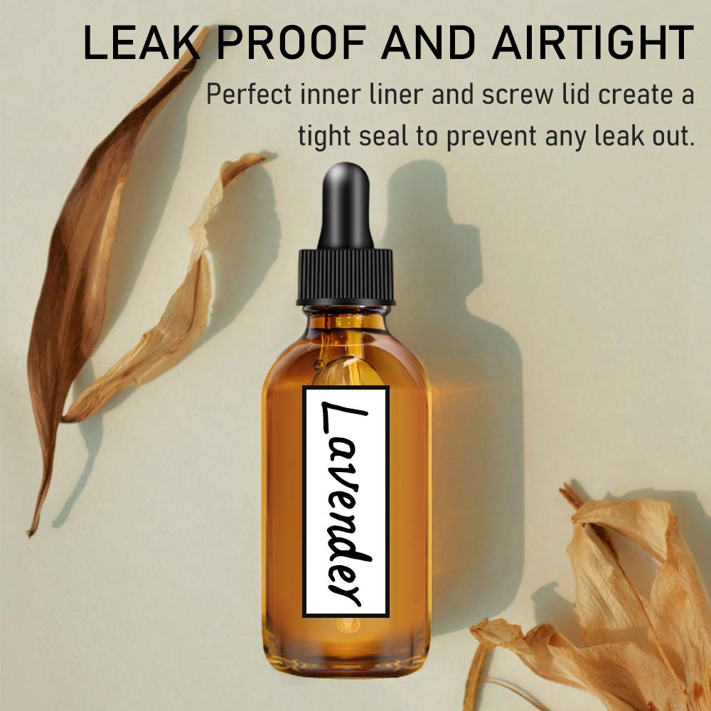 LOTUSBTDT 4oz Dropper Bottles for Essential Oils, 24 Pack 120ml Amber Glass Dropper Bottles with Eye Dropper, 2 Funnel and 2 Long Dropper, Empty Tincture Bottles for Travel, Home use