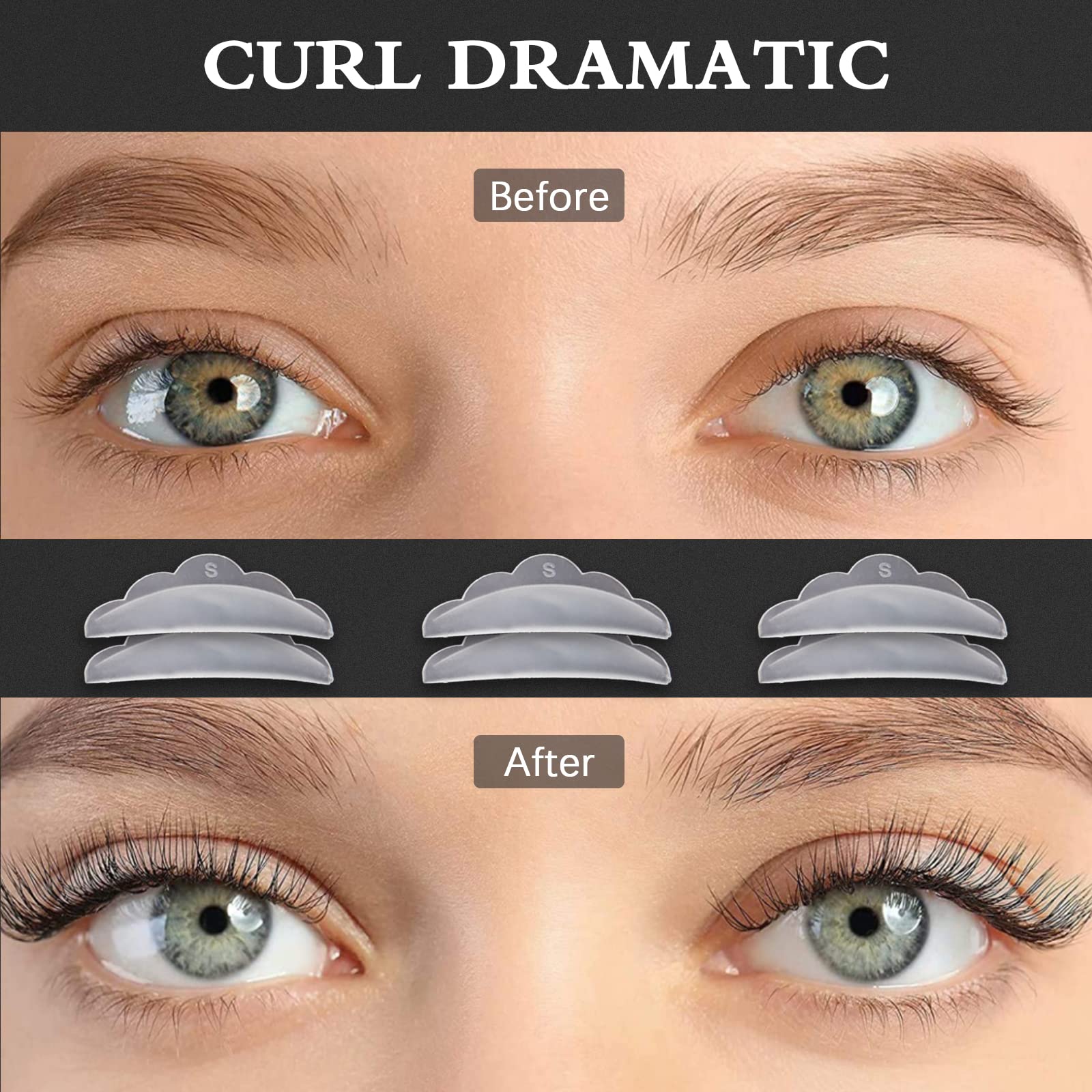 Libeauty Lash Lift Rods, Lash Lift Pads, 6 Pcs SSS Reusable Eyelash Perming Curler Shield Pads, with Premium PU Storage Case for Perfect Lash Lifting