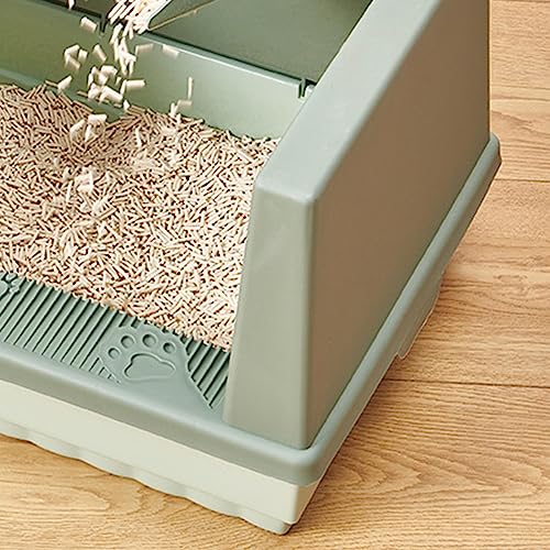 Prevent Semi Enclosed Litter Box with High Side Heightening Anti-Splashing Cat Toilet with Litter Sifting Scoop, Prevent Sand Leakage Deodorizing Cat Pan Easy to Clean and Assemble