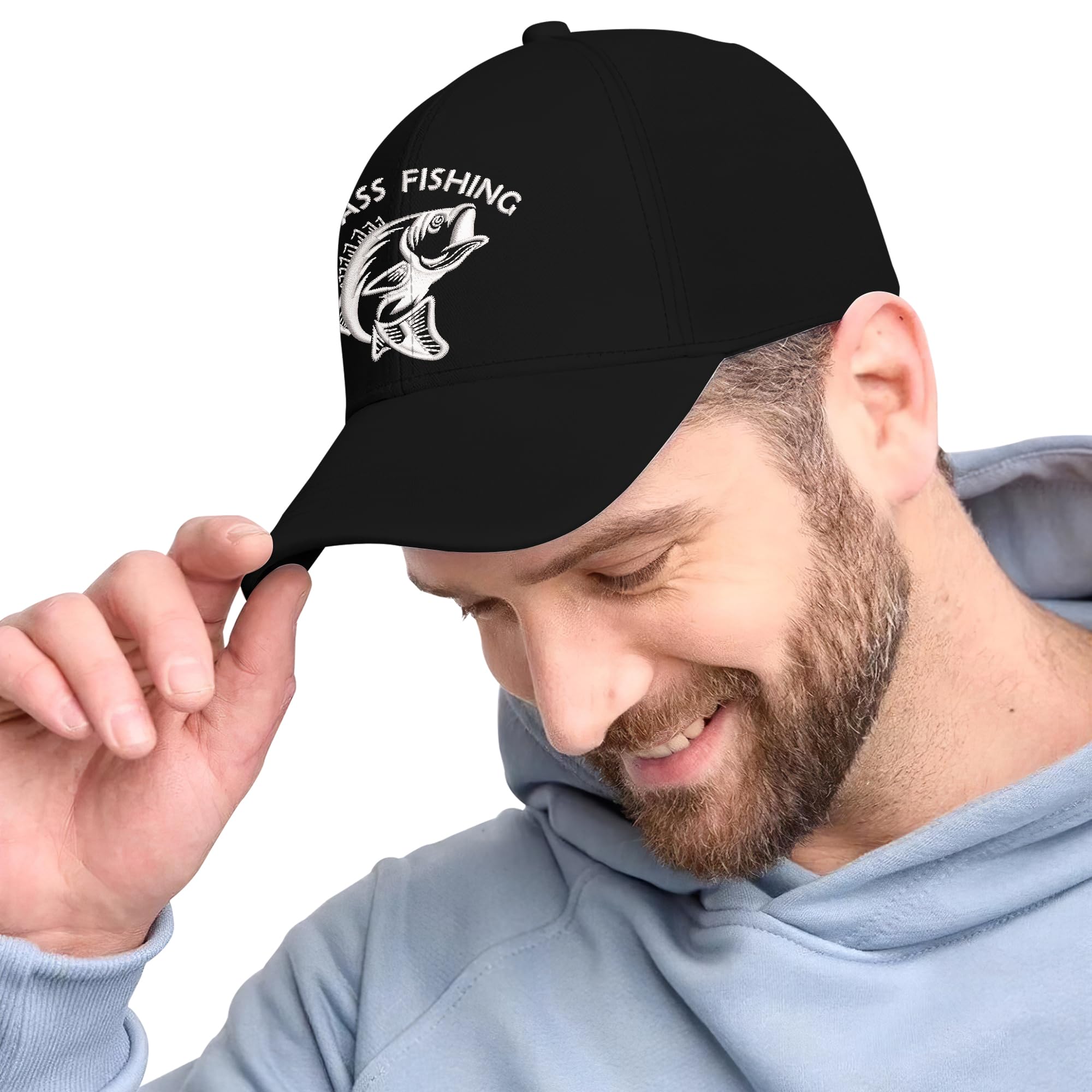 3D Printed Custom Bass Fishing Snapback Hat Fishman Baseball Cap Gift for Fisherman Multicolor