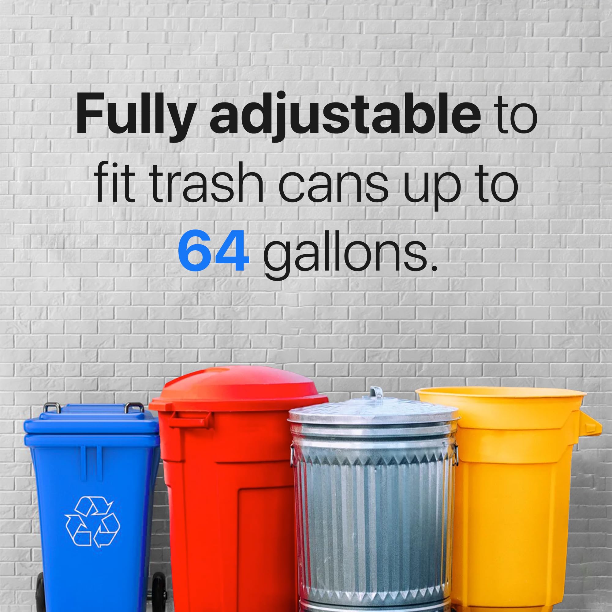 Pakidow Peak Trash Can Lid Lock - 2 Pack - for Outdoor Garbage Cans - Adjustable Up to 64 Gallon - Buckle Locking to Keep Animals and Other Pests Out (Trash can NOT Included)