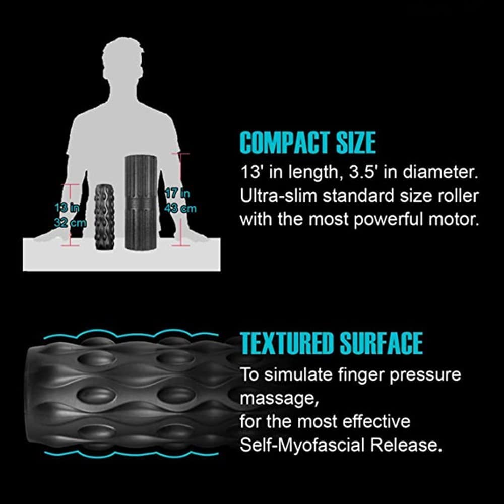 4Speeds Foam Shaft Home Gym Vibration Massage Muscle Relax Deep Tissue USB Rechargeable Electric Yoga Roller Pain Relief