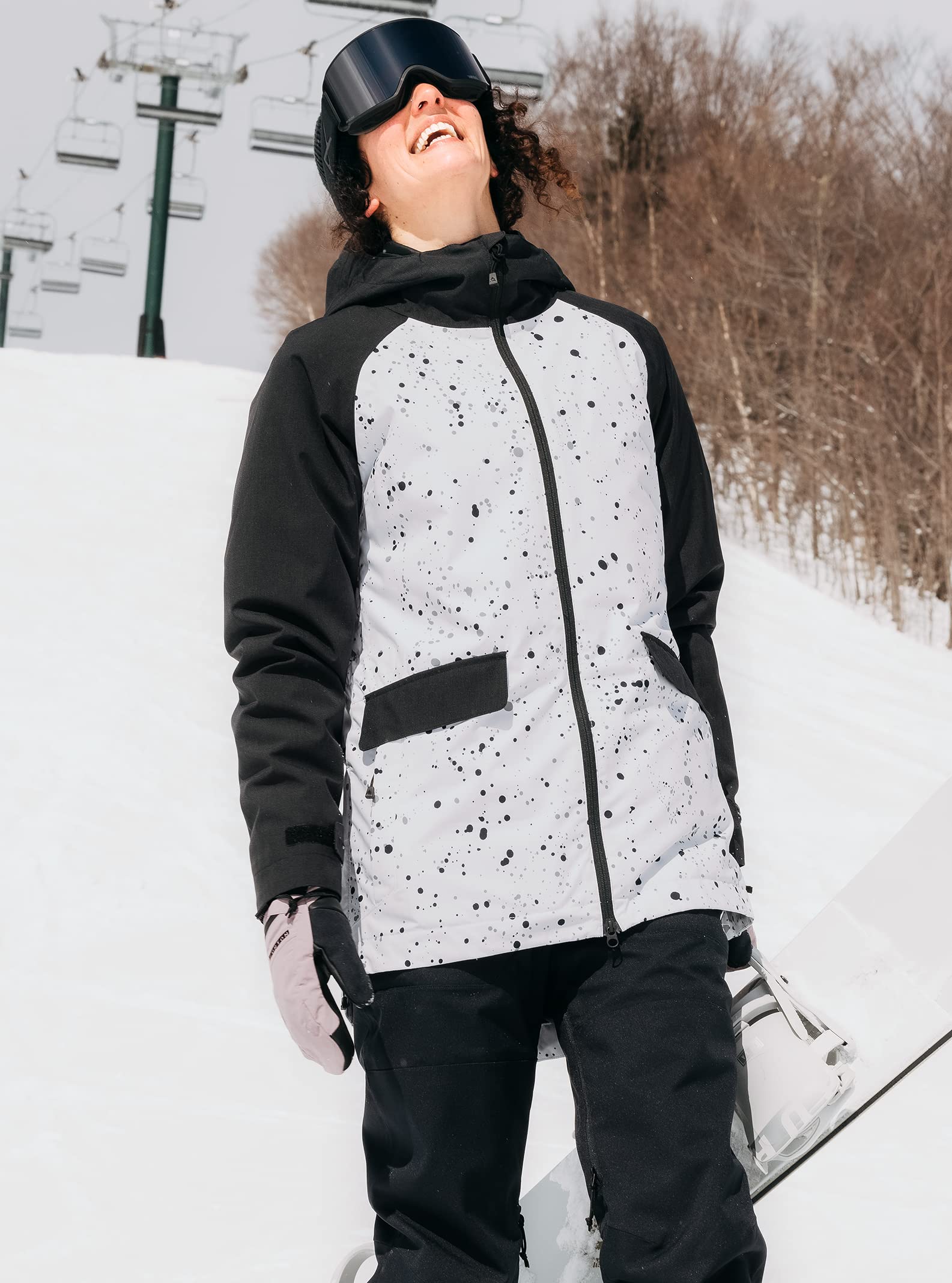 Burton Women's Standard Lalik 2L Jacket, Stout White Spatter/True Black, Small