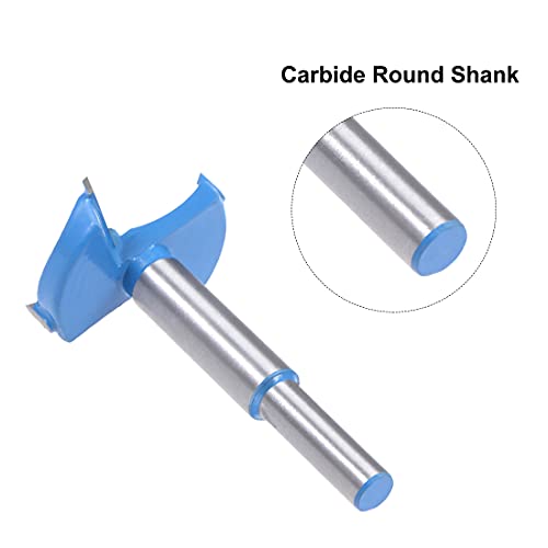uxcell Forstner Drill Bits 40mm, Tungsten Carbide Wood Hole Saw Auger Opener Woodworking Hinge Hole Drilling Boring Bit Cutter (Blue, Gray)