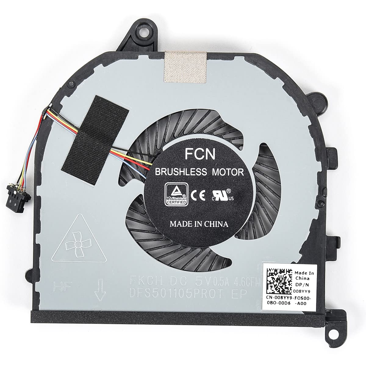 Replacement CPU w/GPU Cooling Fan for Dell XPS 15 9570 & XPS 15 7590, Precision 5530 5540 Series Laptop P/N: 008YY9 0TK9J1 TK9J1 08YY9
