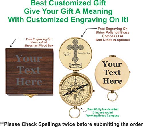 De Cube Personalized Engraved Compass, Baptism Gift, Christmas giftt, Missionary, Birthday, Confirmation, Graduation Gift, Compass Size 3 inches DAD Gift