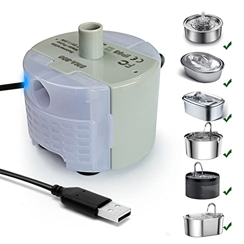 Cat Water Fountain Pump,Cat Fountain Pump Replacement Pump SMA-800 Submersible Motor,Pet Water Fountain Pump for Stainless Steel Cat Water Dispenser (Bottom Pumping)