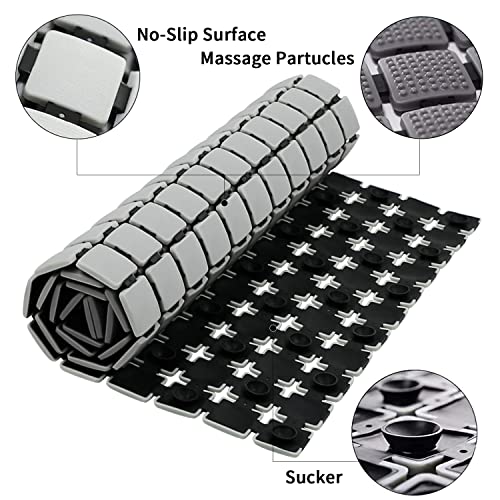 BEMISO Non Slip Massage Bathtub Mat,Shower Mat Non Slip 33.4 x 15.7 Inch Large Size with Suction Cups and Drain Holes Bath Mat for Tub