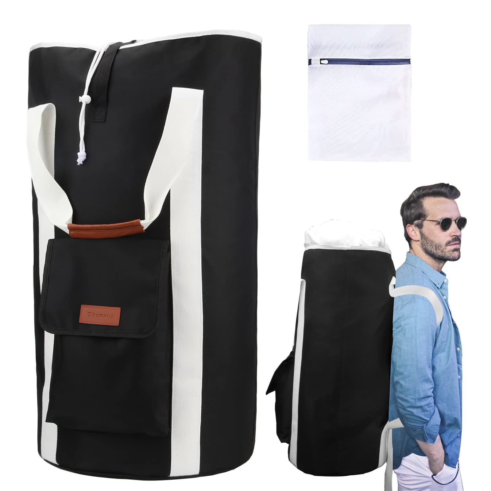 Backpack Laundry Bag - 115L Laundry Bag Backpack Heavy Duty Extra Large with Shoulder Straps and Drawstring Closure - Durable Laundry Bag for Laundromat, College Dorm, Travel, Camping (115L-Black)