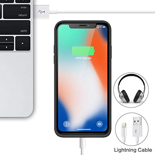 QTshine Battery Case for iPhone X/XS/10, Newest [6500mAh] Protective Portable Charging Case Rechargeable Extended Battery Pack for Apple iPhone X/XS/10(5.8') Backup Power Bank Cover - Black
