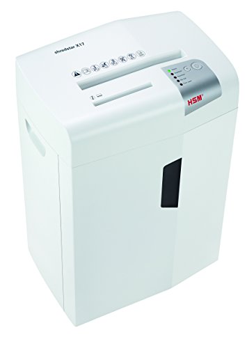 HSM shredstar X17, 17-Sheet Cross-Cut Paper/CD/Card Shredder, P-4 Security Level, 6.9 Gallon, White