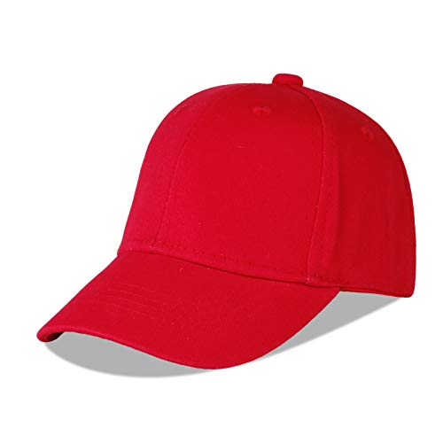 LANGZHEN Cotton Outdoor Toddler Girls Boys Plain Baseball Cap Baby Infant Structured Adjustable Hat for Kids Sun Hat (S-Red)