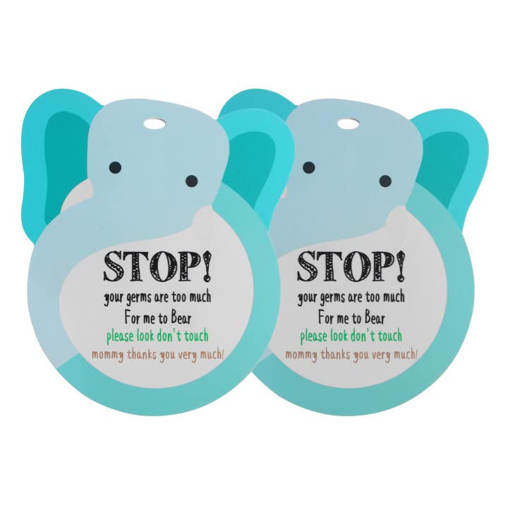 Elephant Baby Don‘t Touch Sign Baby Car Seat Cover Tag Newborn Stroller Tag Do Not Touch Sign for Baby Preemie No Touching Sign Vinyl Hard Board Baby Basket Tag with Hanging Straps 2 Set