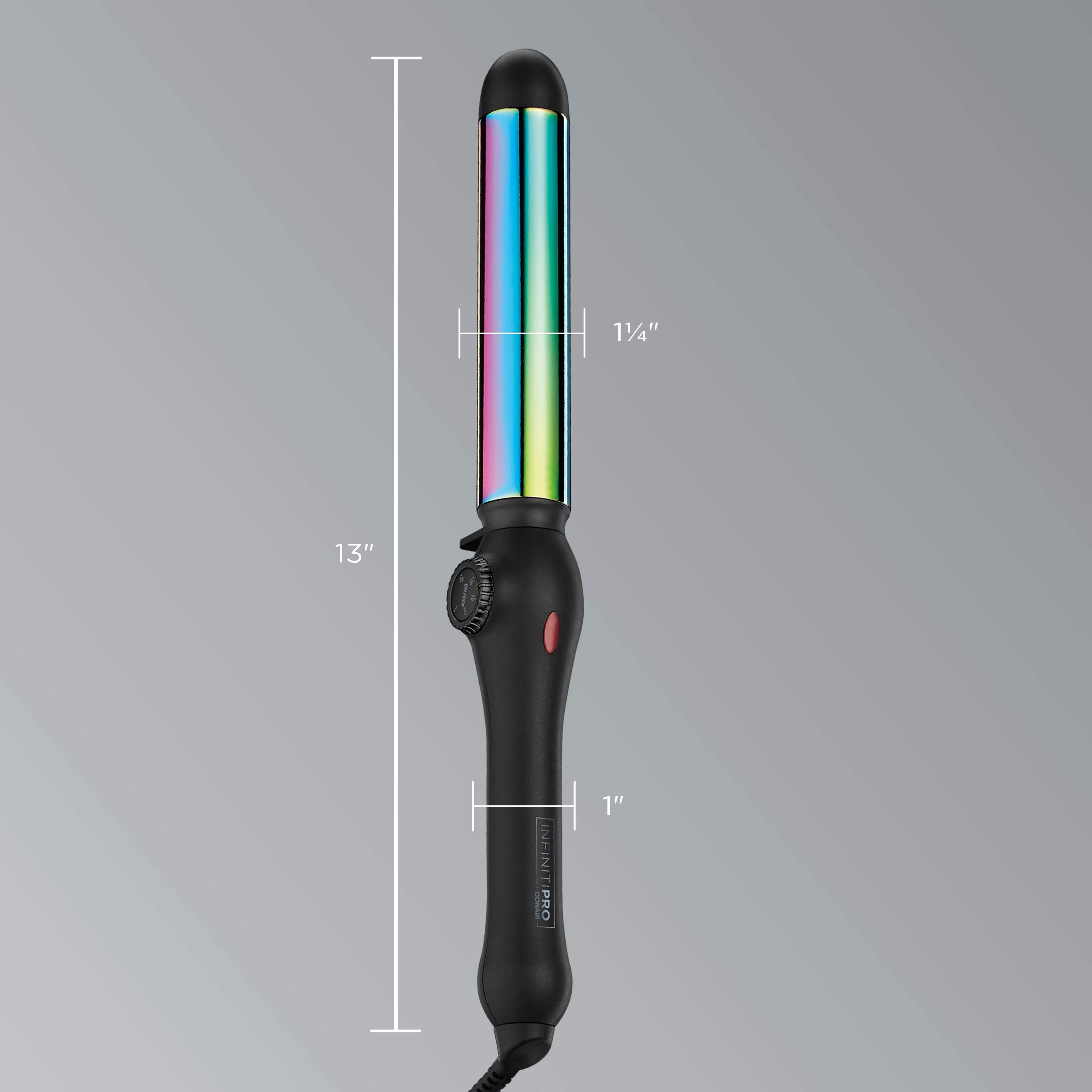 INFINITIPRO BY CONAIR Rainbow Titanium 1 1/4-inch Curling Wand, Straight wand produces flawless waves