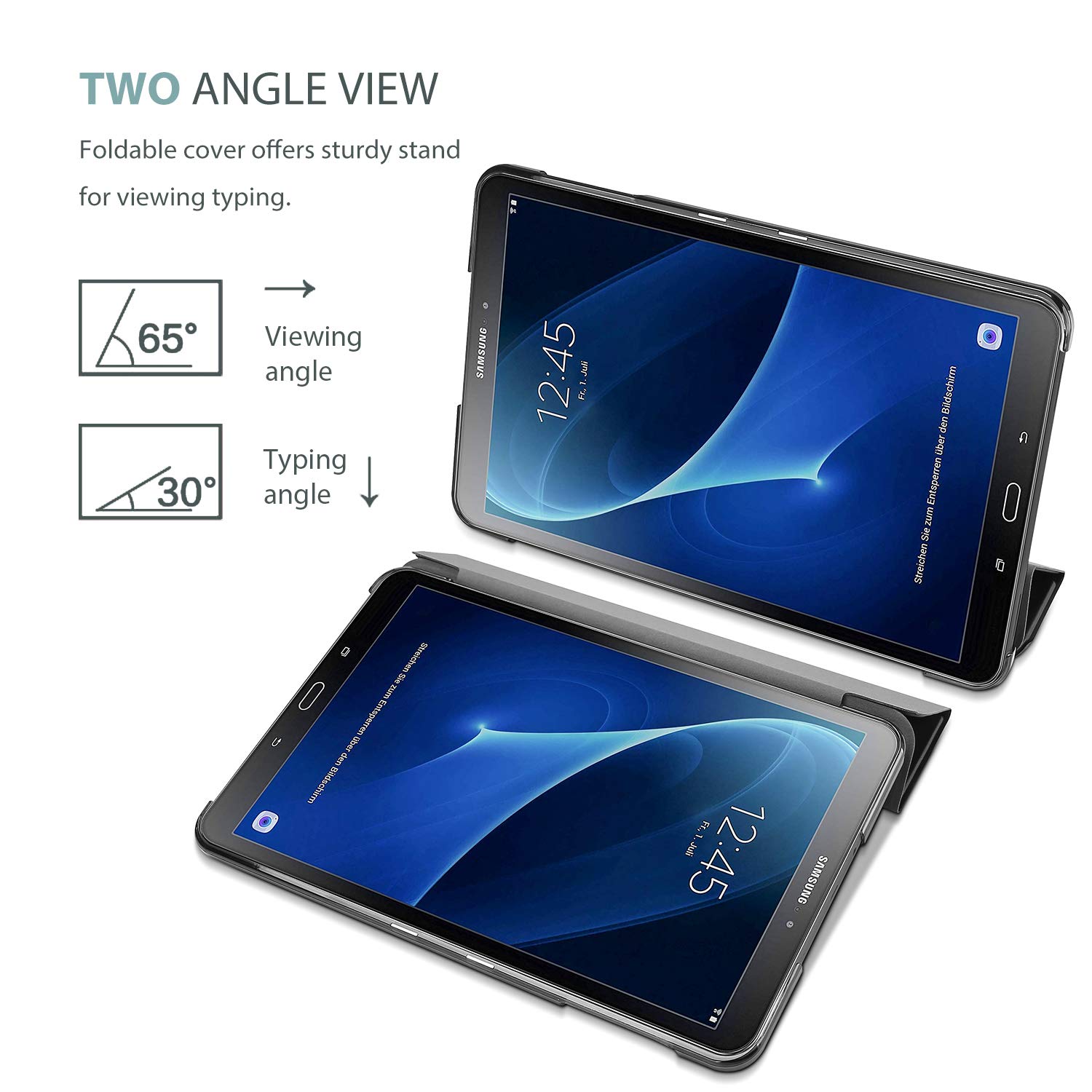 ProCase Slim Case for Galaxy Tab A 10.1 2016 SM-T580 T585 T587, Lightweight Stand Shell Smart Cover for Old Model Galaxy Tab A 10.1 Case 2016 –Black