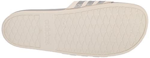 adidas Women's Adilette Comfort Slides Sandal, Chalk White/Chalk White/Matte Silver, 7