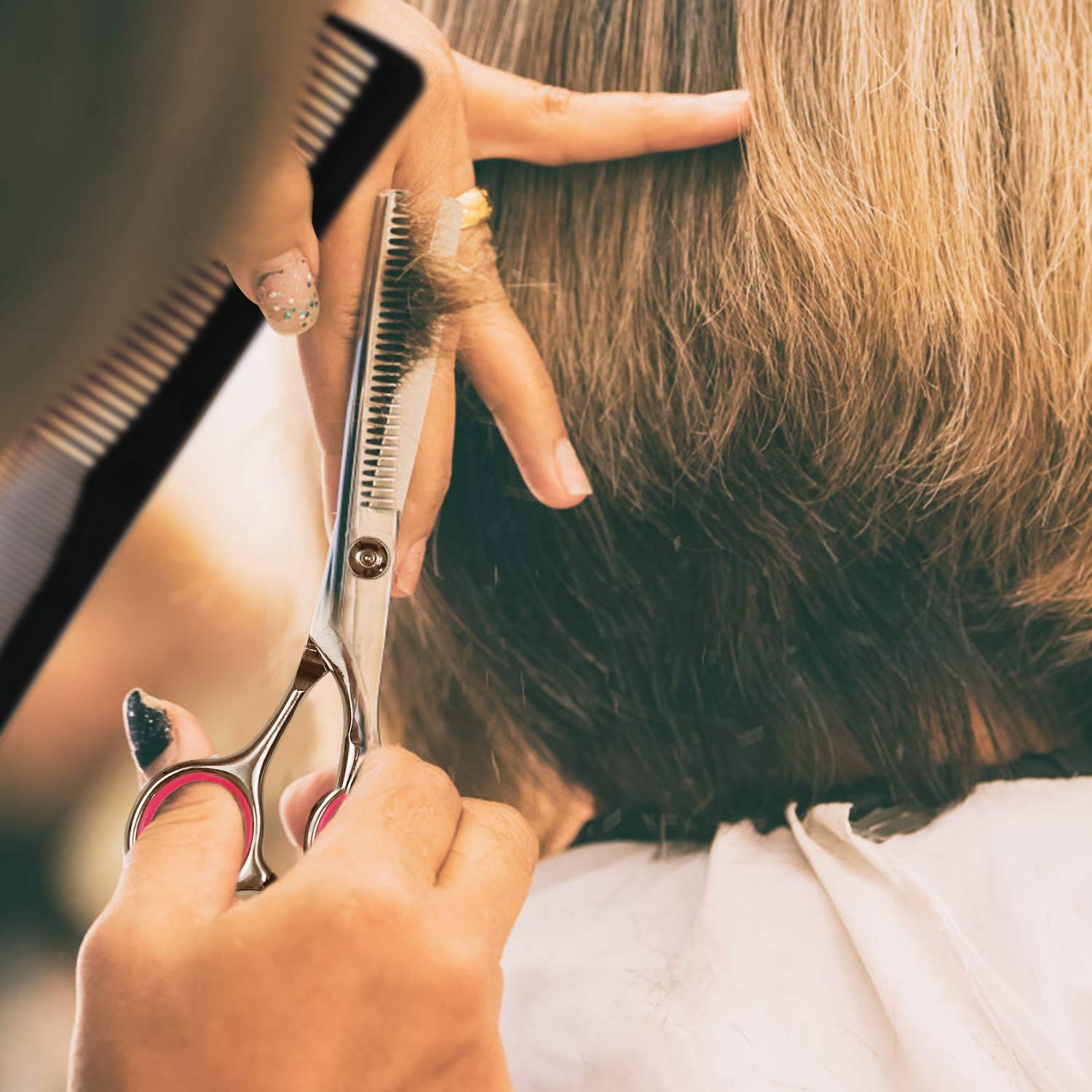 Sirabe 9 Pcs Hair Cutting Scissors Set Hairdressing Scissors Kit, Thinning Haircut Scissors, Professional Barber Salon Home Shears Kit for Men Women