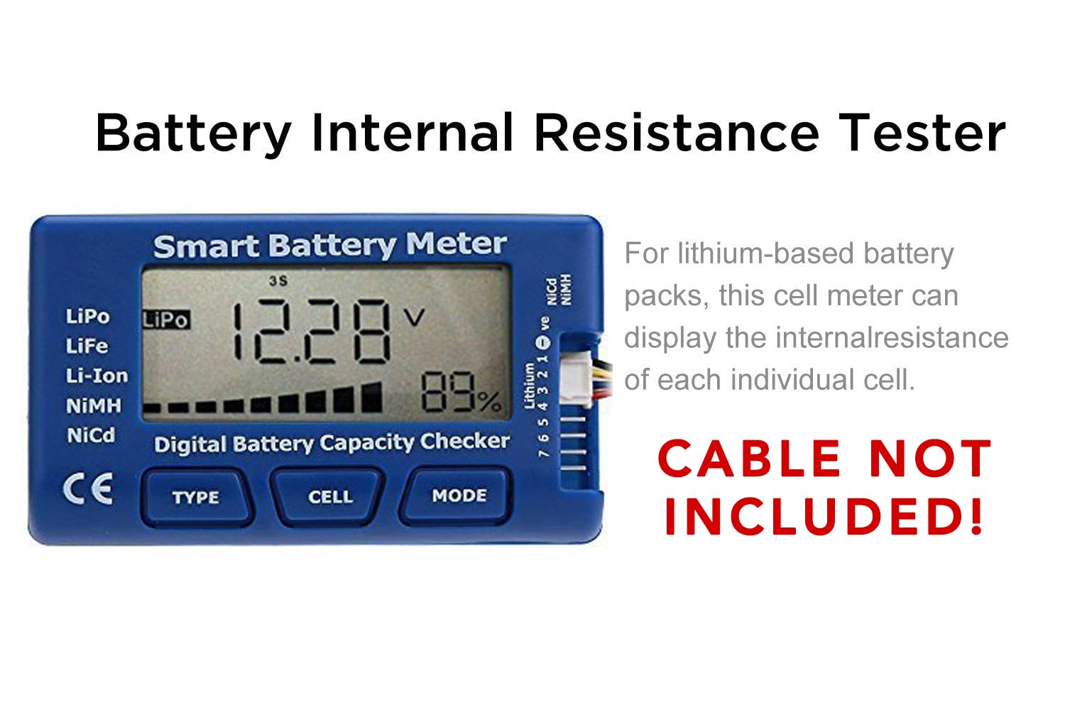 MaximalPower 5-in-1 Battery Meter, Intelligent Cell Meter Digital Battery Checker Battery Balancer for LiPo / LiFePO4 / Li-ion / NiCd / NiMH Battery Packs