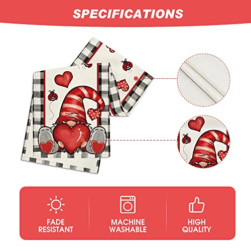 Artoid Mode Buffalo Plaid Gnome Mother's Day Table Runner, Holiday Kitchen Dining Table Decoration for Home Party Indoor 13x72 Inch