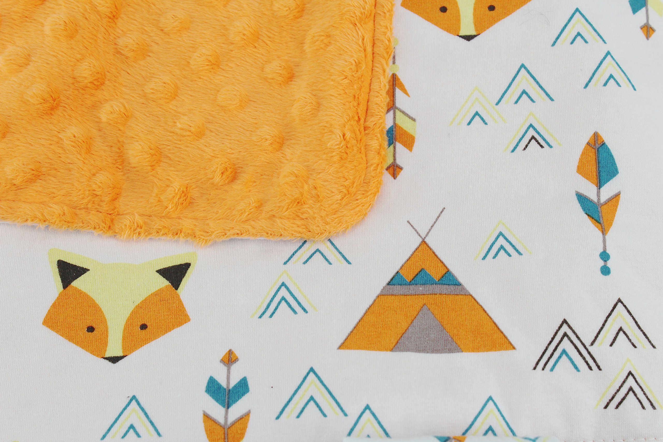 Dear Baby Gear Car Seat Canopy, Fox And Teepees, Orange Minky