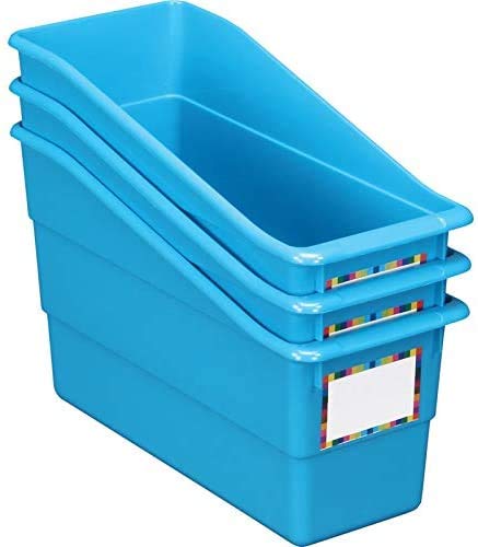 Really Good Stuff-164304 Riverside Name Labels Durable Book and Binder Holders, 5¼" by 12½" by 7½" (Set of 12) - Ideal for Narrow or Vertical Storage Needs Like Magazines, Books, Folders - Color-Code