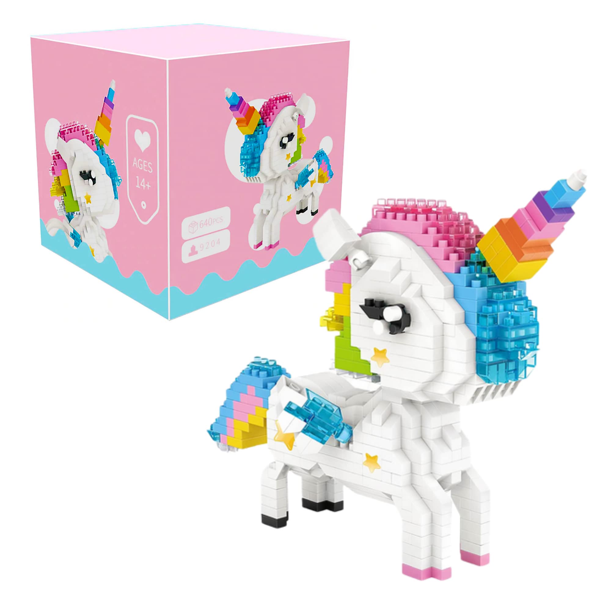 BLOCK CENTER 3D Nano Blocks Unicorn [Upgraded Model], 3D Toy Pet Building Block Set, Nanoblocks and Micro Building Blocks Kit for Kids, Teens, and Adults (640 Pieces)