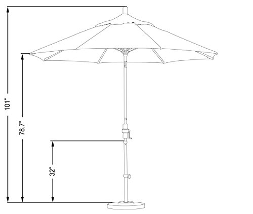 California Umbrella 9' Round Aluminum Market Umbrella, Crank Lift, Collar Tilt, Bronze Pole, Red Olefin
